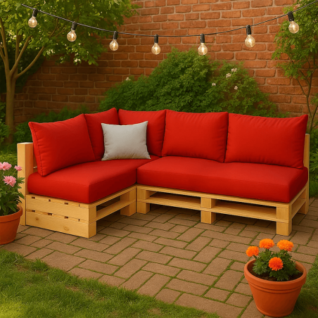 Canapé d'angle en palette 4 places | Tissu déperlant